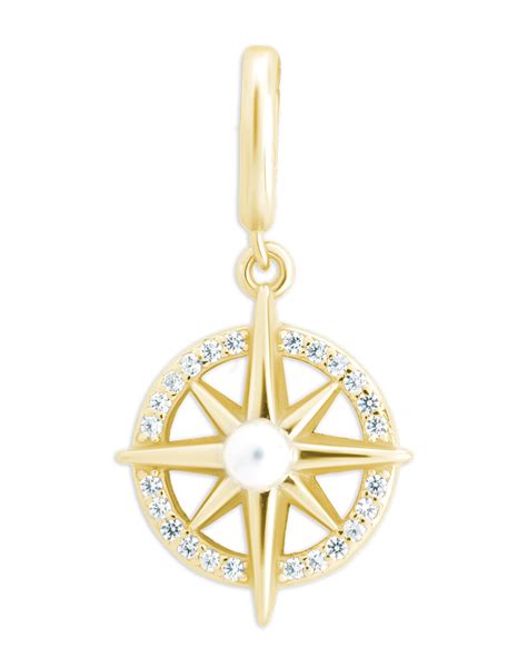 Sterling Silver Cz And Pearl Compass Sterling Forever