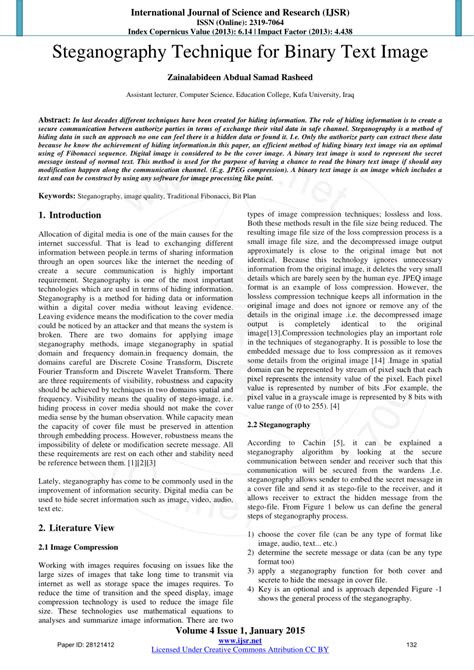 Pdf Steganography Technique For Binary Text Image