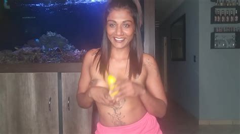 My Slutty Indian Self Sitting Half Naked Squeezing My Boobs As I Constantly Suck And Gag On A