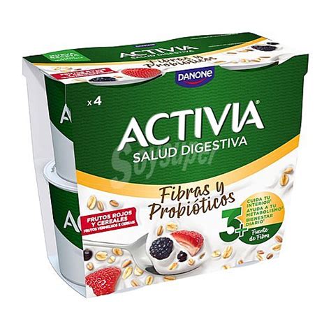Activia Danone Activia De Danone Bífidus Con Frutos Rojos Y Cereales 4 X 115 G