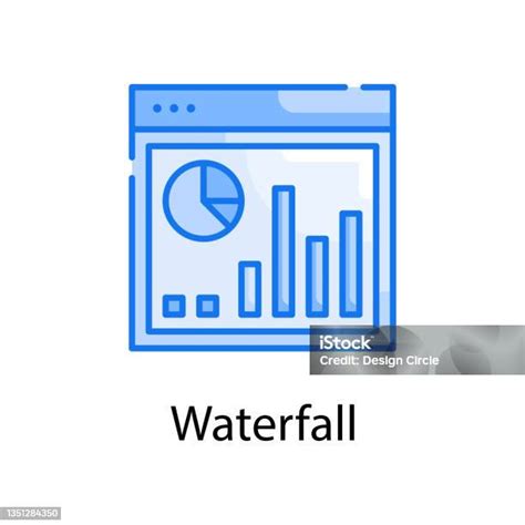폭포 차트 벡터 블루 컬러 아이콘 디자인 일러스트레이션 흰색 배경 Eps 10 파일에 웹 분석 기호 0명에 대한 스톡 벡터 아트