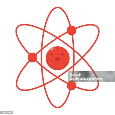 원자는 작은 귀여운 캐릭터 귀여운 분자 평면 아이콘 물리학 및 화학 벡터 일러스트 레이 션 원자에 대한 스톡 벡터 아트 및 기타