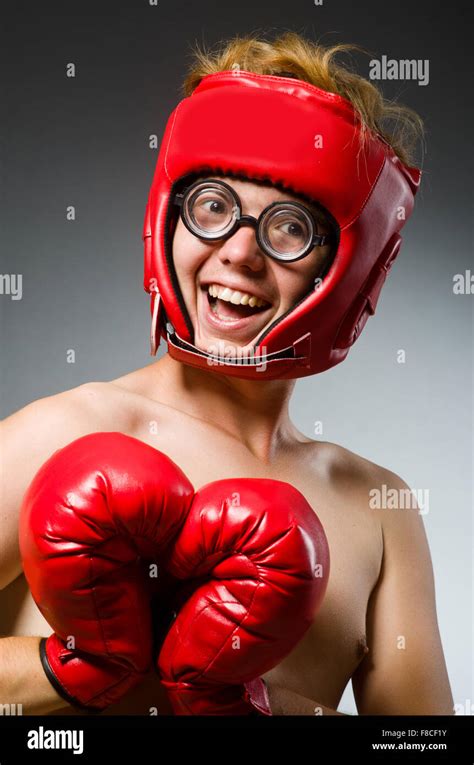 Funny Nerd Boxer In Sport Concept Stock Photo Alamy