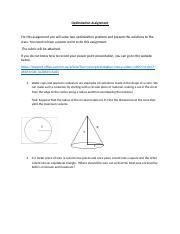 Optimization Assignment Docx Optimization Assignment For This Assignment You Will Solve Two