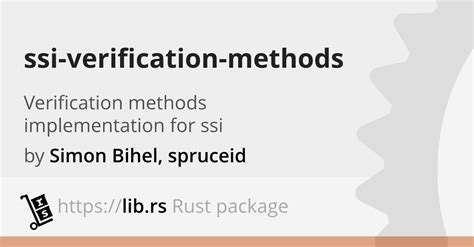 ssi verification methods — unregulated finances in rust lib rs