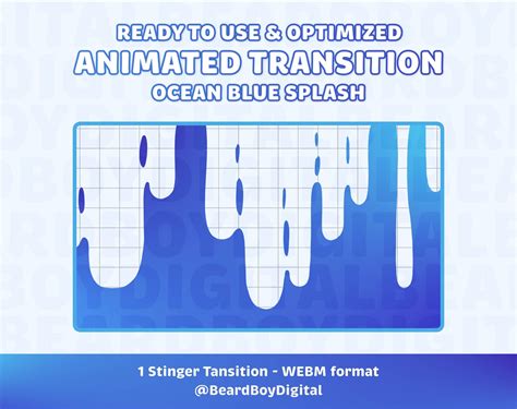 Animated Stream Transition Ocean Blue Splash Twitch Transition Obs Stream Assets Stinger