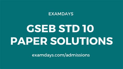 Gseb Std 10 Paper Solution 2020 Gseb Answer Key 2020 Pdf