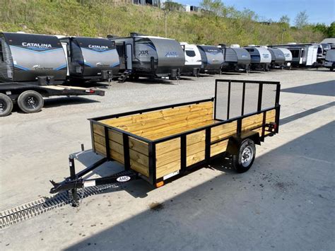 2024 amo 5x10 wood high side angle iron utility landscape trailer 2200