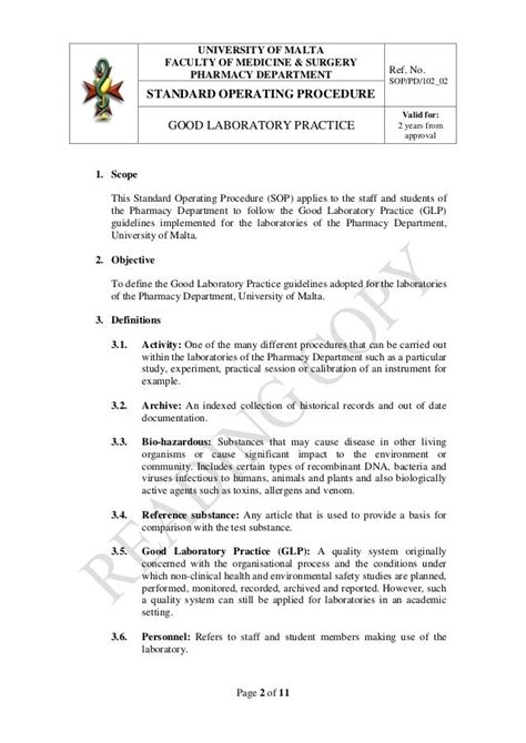Laboratory Sop Examples At Jasper Gunson Blog