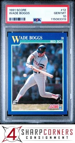 1991 Score 12 Wade Boggs Red Sox Hof Psa 10 Ebay