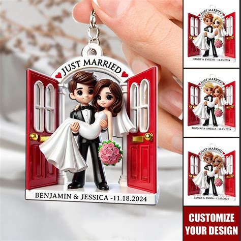 Wedding Couple Threshold Personalized Acrylic Keychain T For Mr