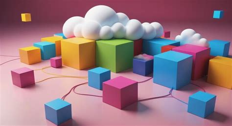 Cloudscape Symphony Abstract 3d Image Of Cloud Computing In A Vibrant Composition Premium Ai