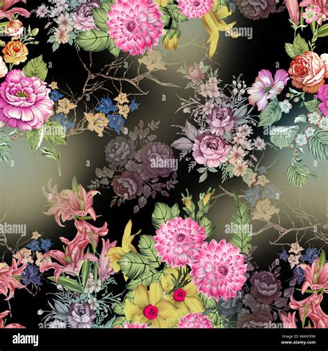 Seamless Flower Design Digital Print Stock Photo Alamy