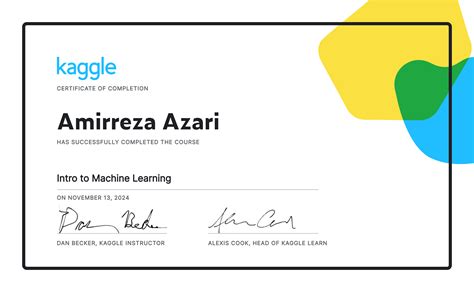 Amirreza Azari Completed The Intro To Machine Learning Course On Kaggle