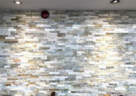 Oyster Quartz Split Face Tiles Cladding 550 X 150
