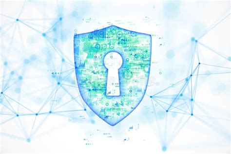 Digital Shield With A Keyhole Symbol On An Abstract Network Background 3d Rendering Stock