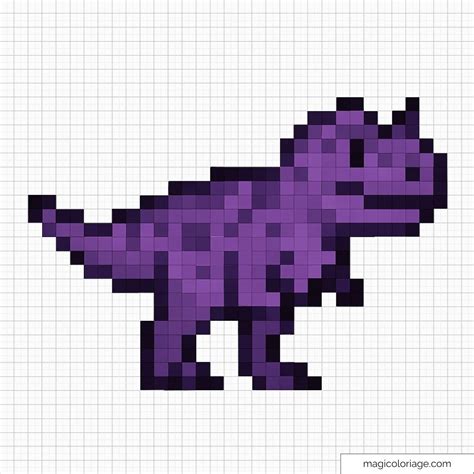 Pixel Art Fun Purple Dinosaurs To Create