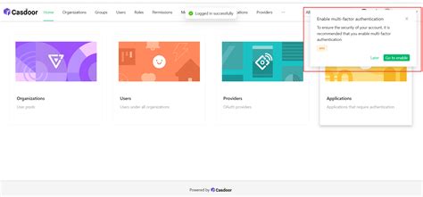 Manage Multi Factor Authentication Items Casdoor · An Open Source Ui