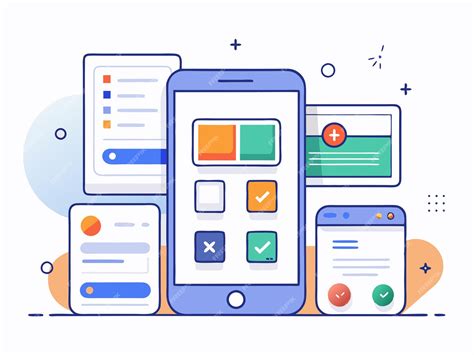 Illustration Mobile Wireframe Idea With Minimalist Design Showcasing Various Ui Elements