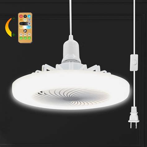 Plug In Ceiling Fan With Light Socket Fan With 19 68ft Long Plug Cord And Remote Control 30w E26