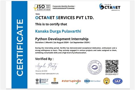 Python Internship Certification Softwaredevelopment Octanet