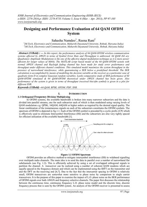 Designing And Performance Evaluation Of 64 Qam Ofdm System Pdf