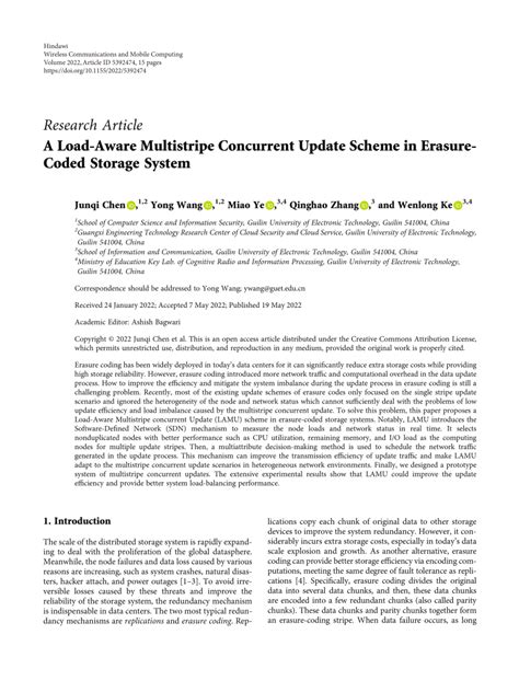 Pdf A Load Aware Multistripe Concurrent Update Scheme In Erasure