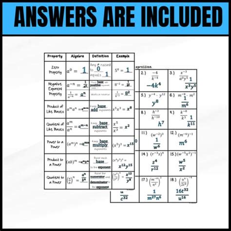 Notes Exponent Properties By Ms Mathlete Tpt