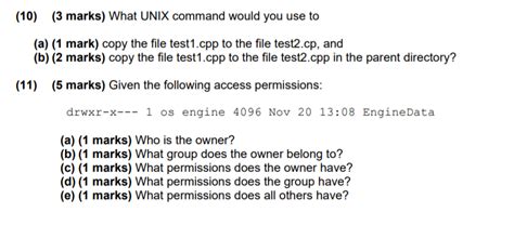 Solved 10 3 Marks What Unix Command Would You Use To A