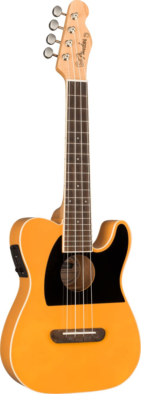 Fender Fullerton Ukulele Tele Bb Elektro Akustik Ukulele Butterscotch