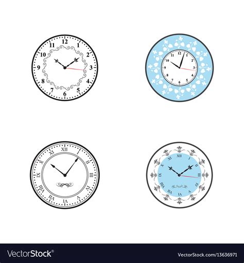 Clock Icon Set Royalty Free Vector Image VectorStock