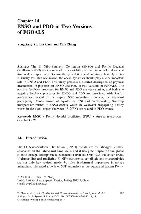 Pdf Enso And Pdo In Two Versions Of Fgoals