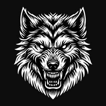 Premium Vector Dark Art Wolf Angry Scary Head Black And White