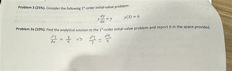 solved consider the following 1st ﻿order initial value