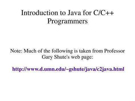 Ppt Introduction To Java For Cc Programmers Powerpoint