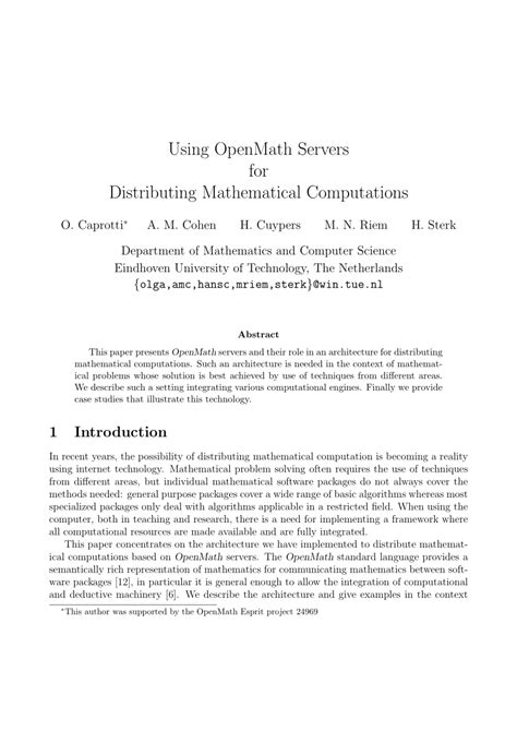 pdf using openmath servers for distributing mathematical computations