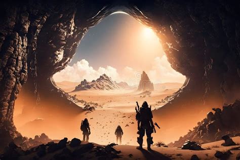 Futuristic Scene With Astronauts In Space Exploring A Planet Neural