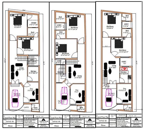 Different Size Ground Floor Plan In Autocad 2d Drawing Cad File Dwg