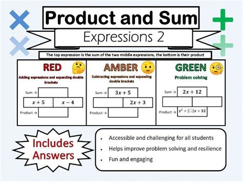 Product And Sum Of Expressions 2 Teaching Resources