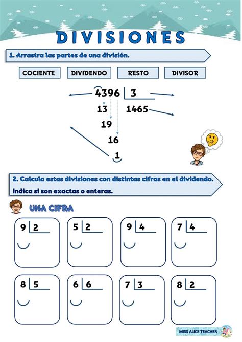 Ejercicio De Divisiones Para 3º Primaria