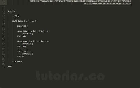 Ciclo Para Pseudocodigo Piramide Numerica Capicua Tutorias Co