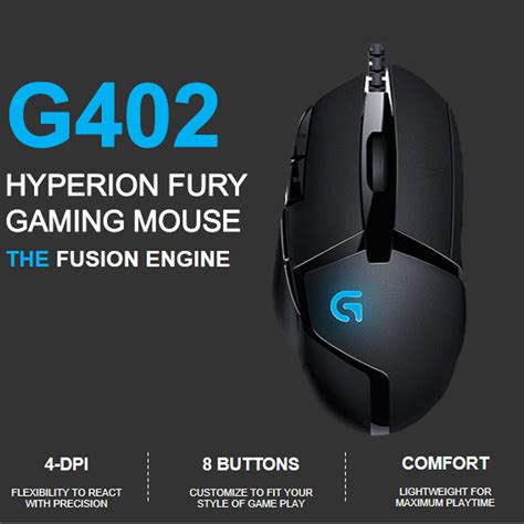 Logitech G402 Hyperion Fury Wired Gaming Mouse 4 000 Dpi Lightweight 8 Programmable Buttons