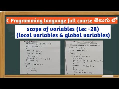 scope of variables in c programming | local variables and global variables - YouTube