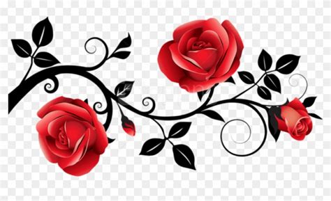 Free Png Download Red And Black Decorative Roses Clipart Black And