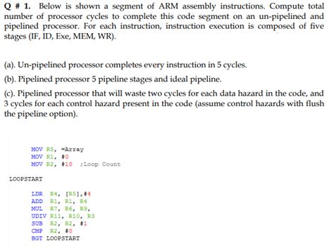 Solved Q 1 Below Is Shown A Segment Of ARM Assembly Chegg Com
