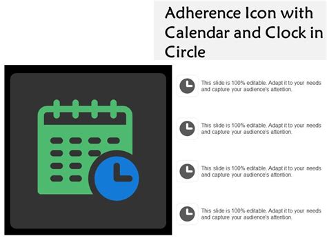 Adherence Icon With Calendar And Clock In Circle Powerpoint