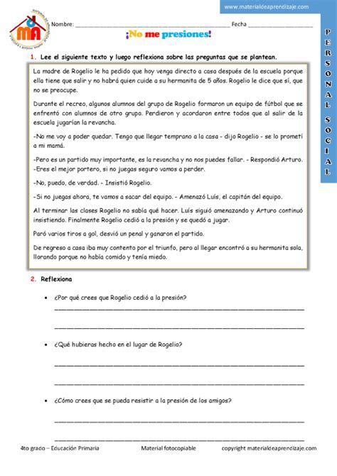 Lecturas De Comprension Para Niños De Cuarto Grado De Comprensión