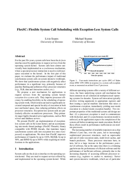Pdf Flexsc Flexible System Call Scheduling With Exception Less