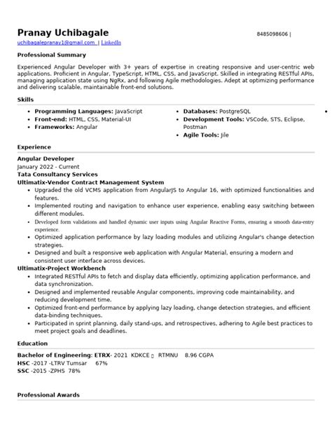 pranay uchibagale angular developer resume pdf angular js web development