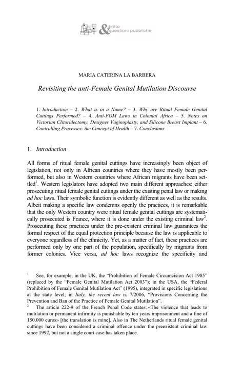 Revisiting The Anti Female Genital Mutilation Discourse Docslib